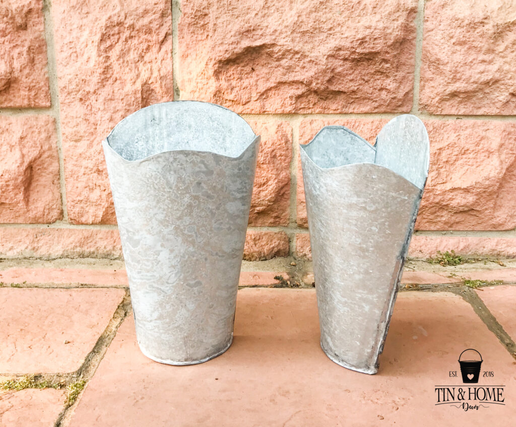 TALL SCALLOPED FLOWER PLANTERS - Tin Home Decor